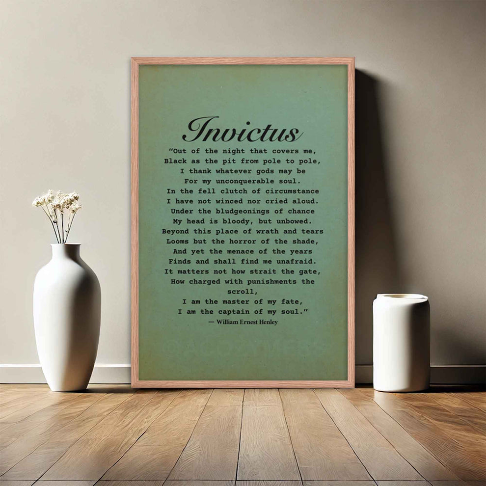 Invictus Poem By William Ernest Henley Poster | Inspiring Poem Print ...